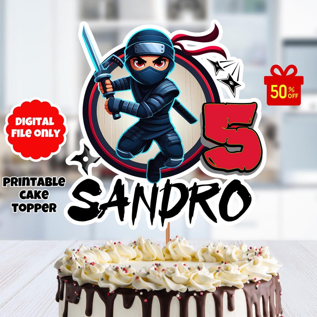 Personalized DIGITAL File Ninja Cake Topper, Ninja Birthday Party Cake ...