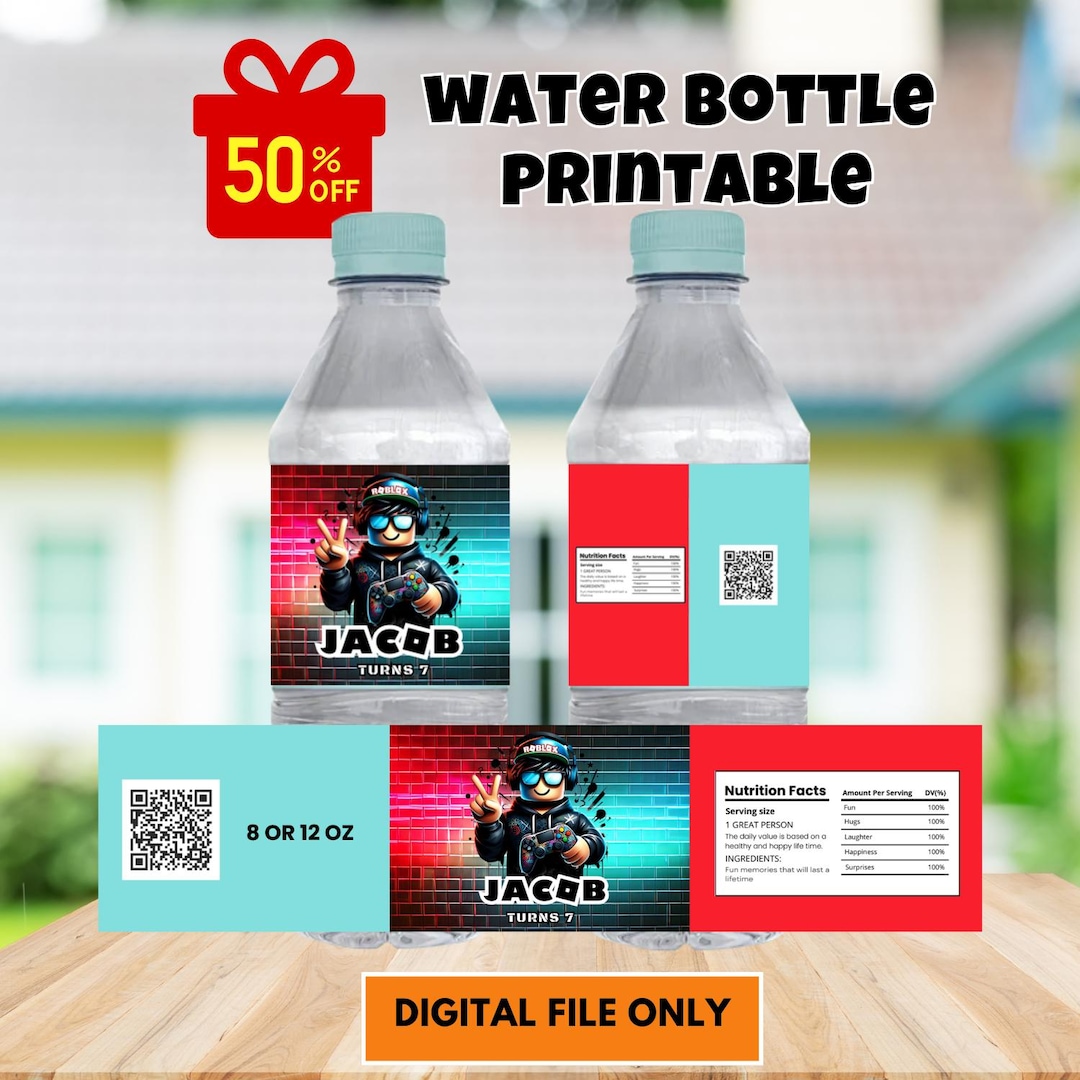 Roblox Water Bottle Labels Printable, Roblox Water Label Template ...