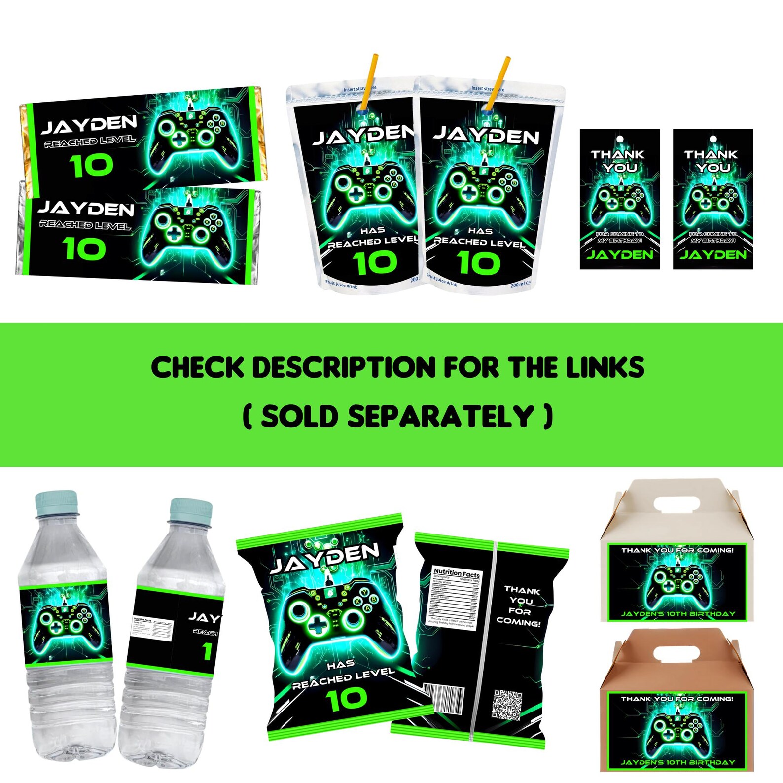 Editable Video Game Water Bottle Labels, Video Game Label, Gamer Water ...