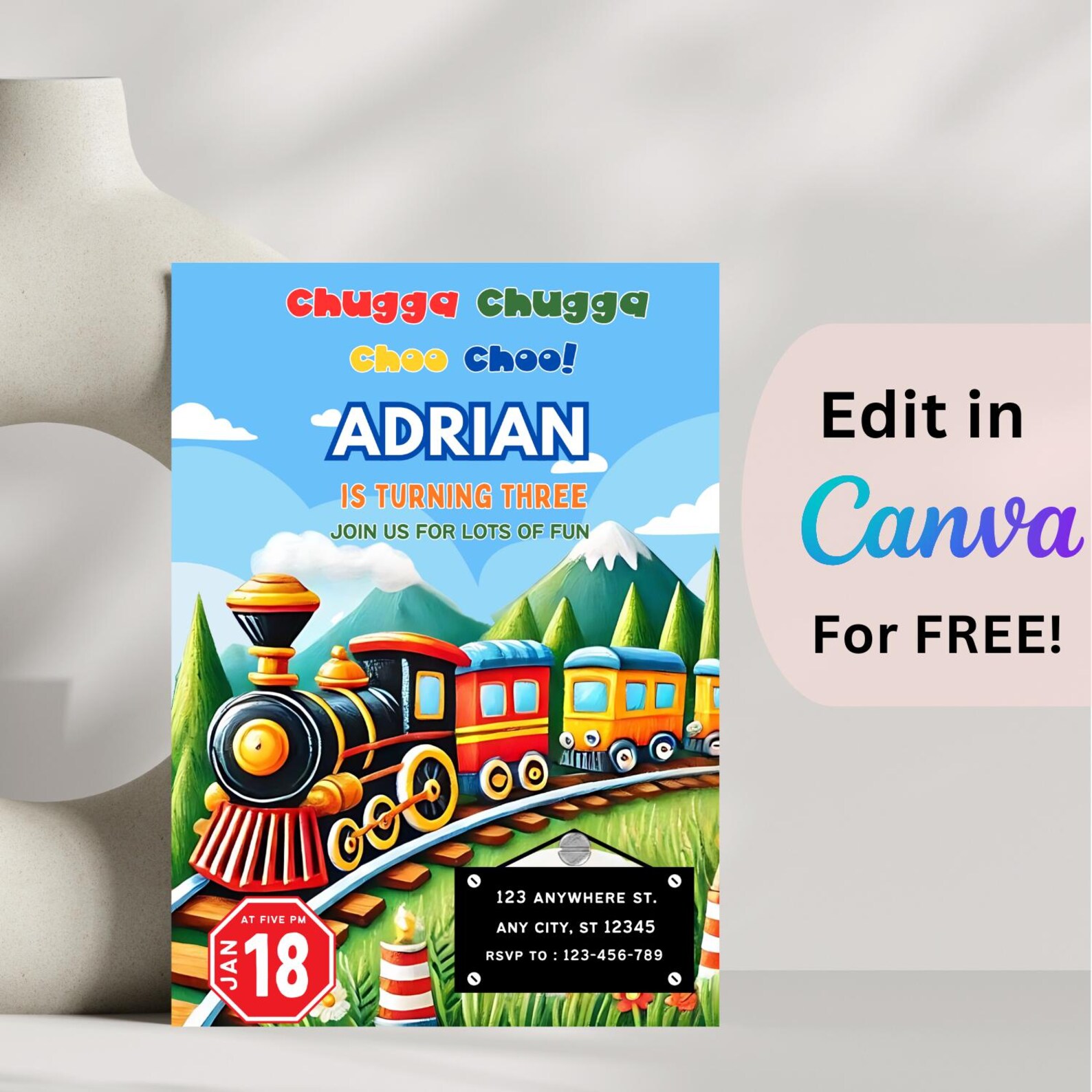 Train Birthday Invitation, Train Party Invitation, Train Invitation ...