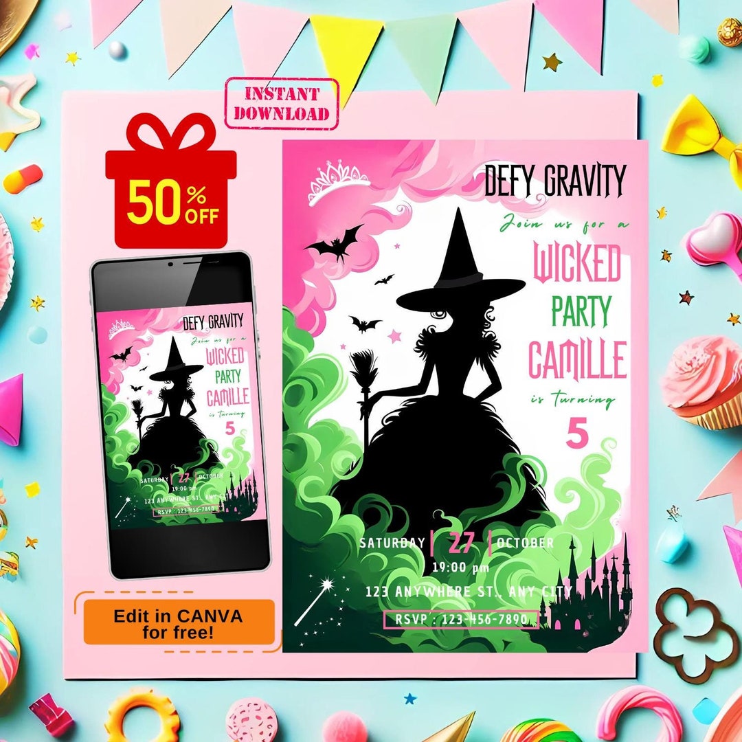 Witch Birthday Invitation, Witch Party Invitation, Witch Invitation ...