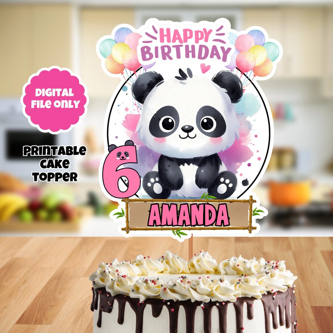 Panda EDITABLE Cake Toppers , Panda Birthday Cake Toppers , Panda Cake ...