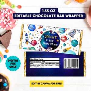 Editable Outer Space Chocolate Bar Labels Candy Bar Wrapper Planets ...