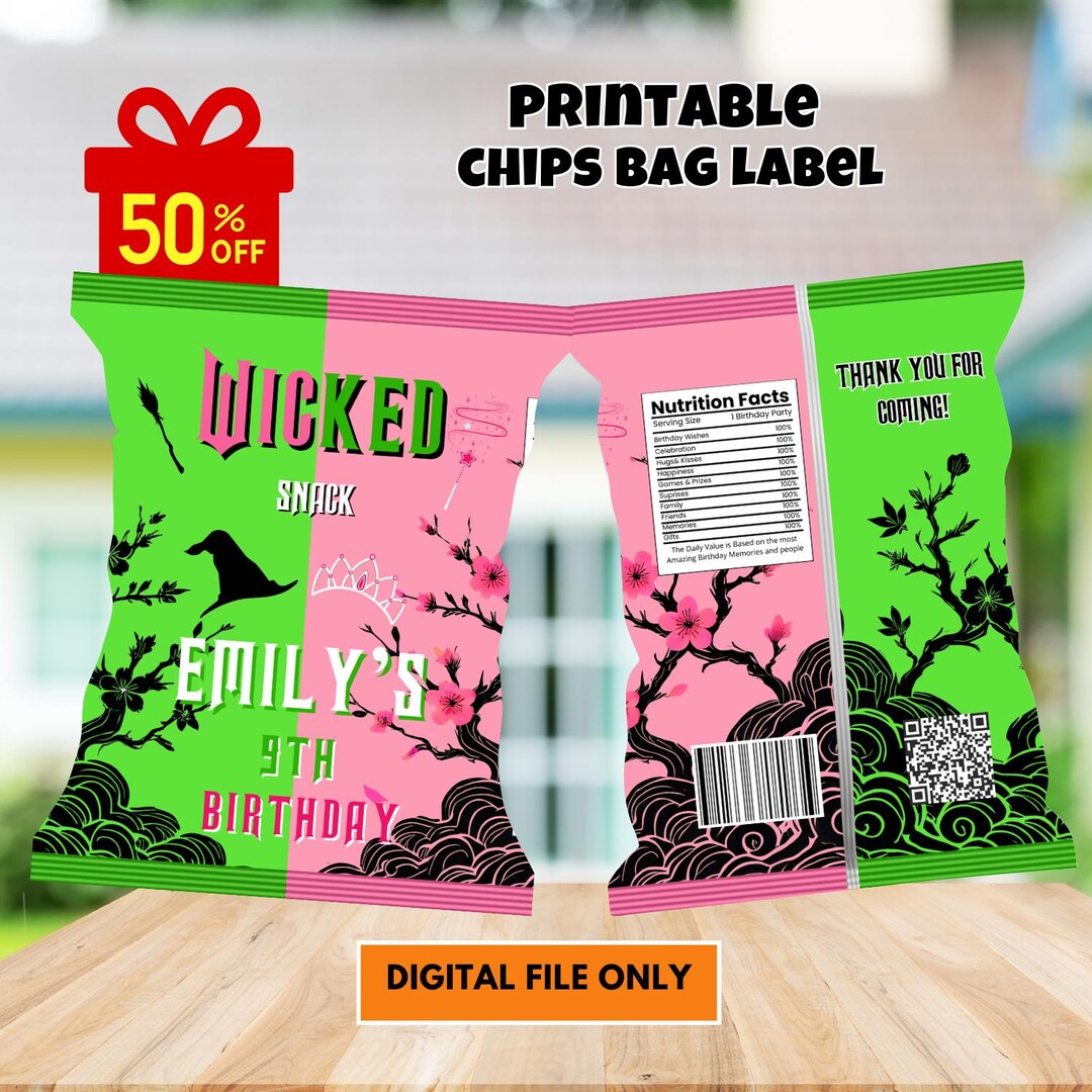 Witch and Princess Chip Bag Template, Printable Chip Bags Template ...