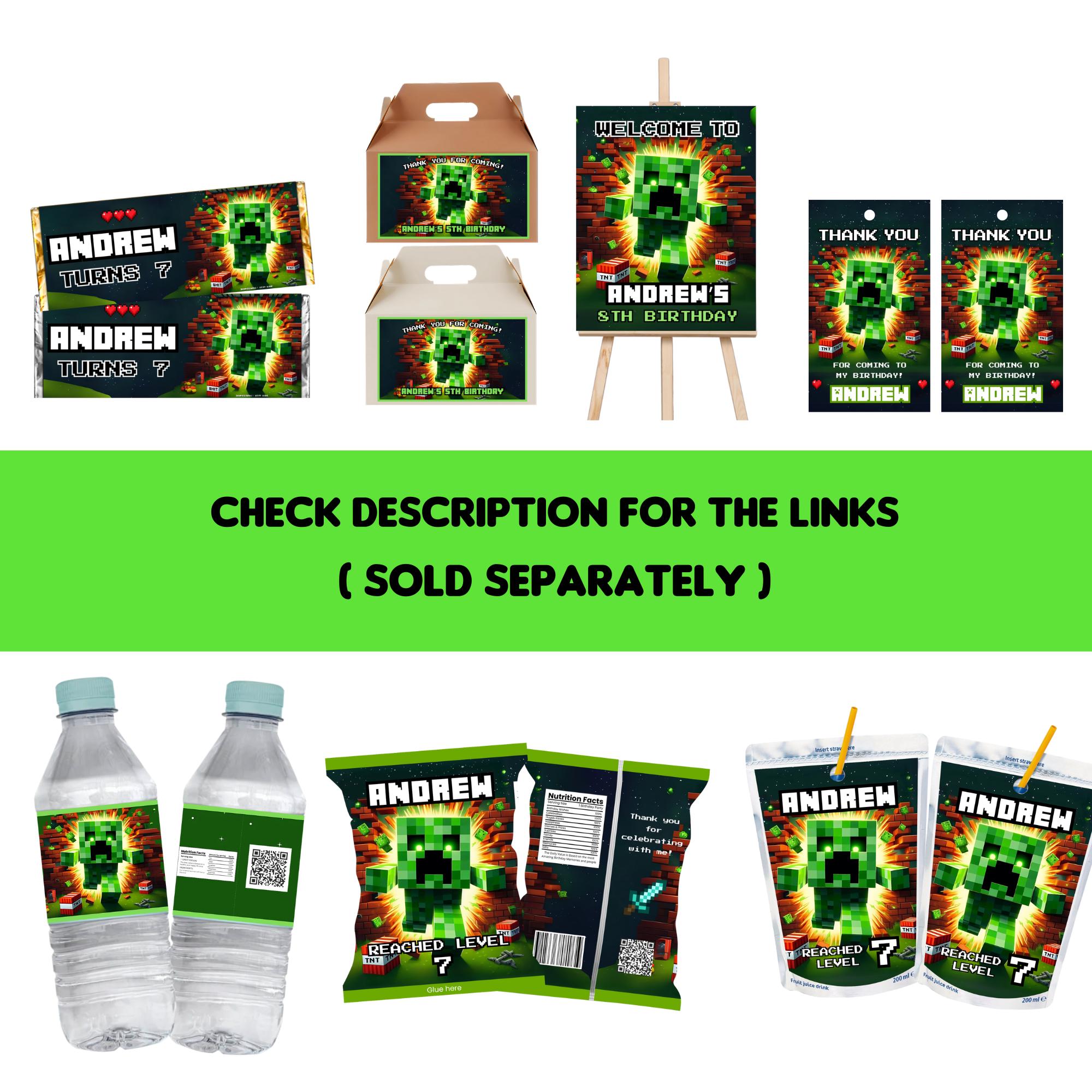 Minecrafter Chip Bag, Minecrafter Party Favors, Chip Bags Template ...