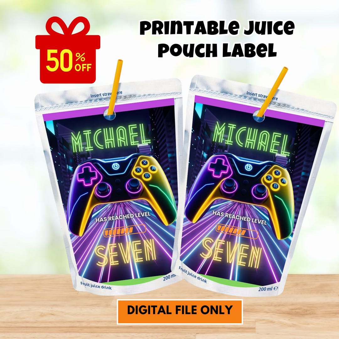 Video Game Juice Label, Instant Download, Video Game Juice Pouch, Gamer ...