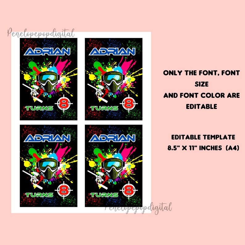 Editable Paintball Party Bundle Template, Paintball Chip Bag, Juice ...