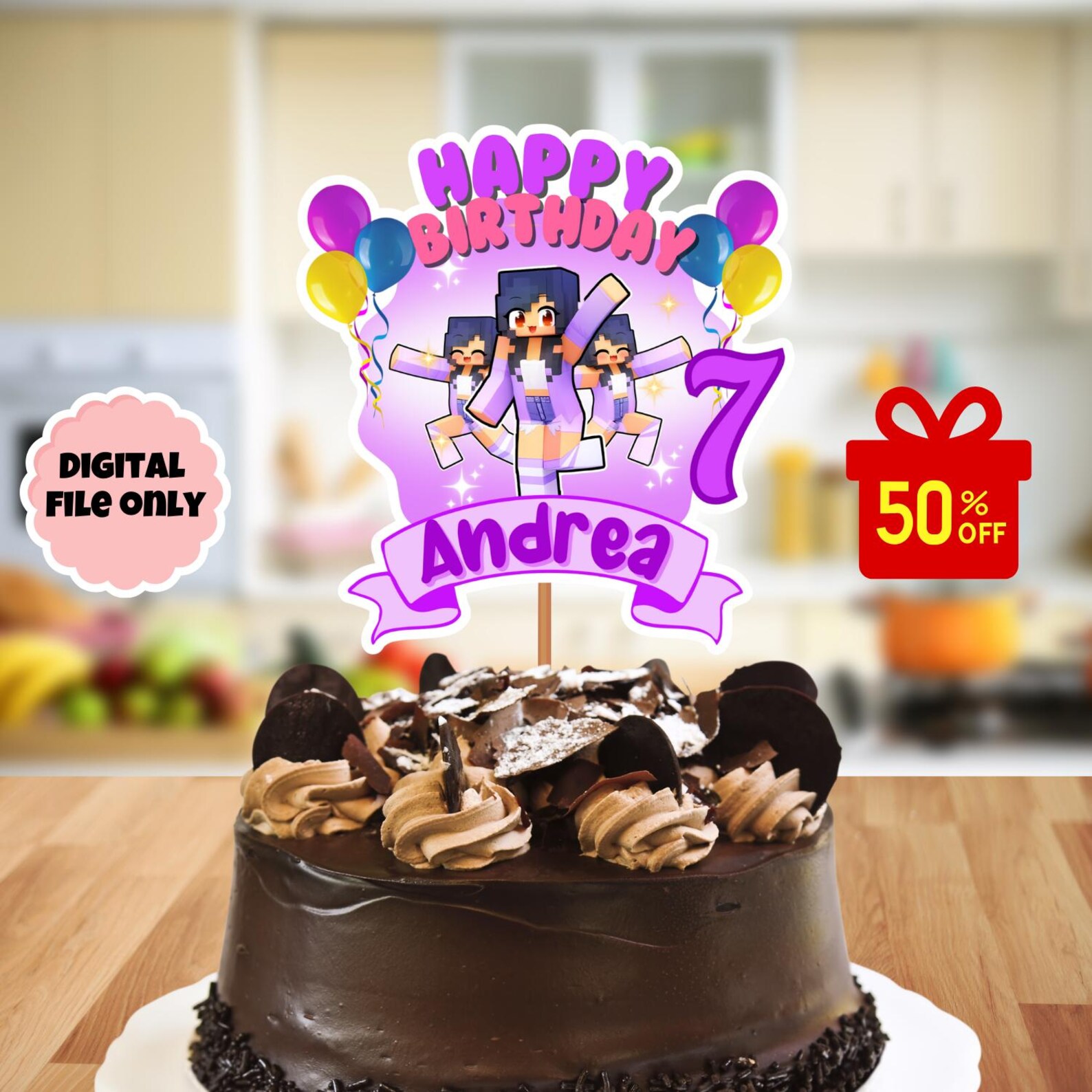 Aphmau Cake Topper, Aphmau Cupcake Toppers, Aphmau Birthday Cake Topper ...