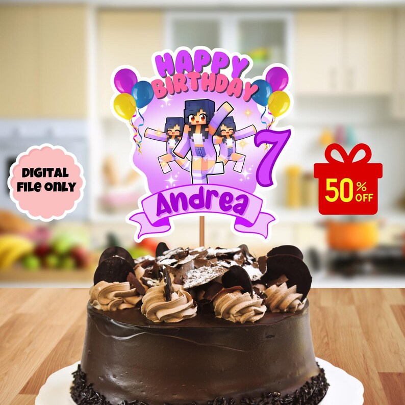 Aphmau Cake Topper, Aphmau Cupcake Toppers, Aphmau Birthday Cake Topper ...