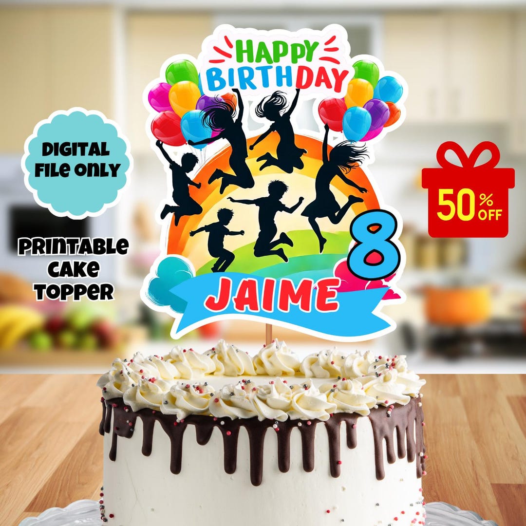 Personalized Jump Birthday Cake Topper, Jump Cake Topper, Trampoline ...
