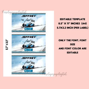 Editable Blue Race Car Gable Box Label, Printable Blue Sports Car Gift ...