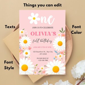 Flower Birthday Invitation, Daisy Birthday Invitation, Girl Flower ...