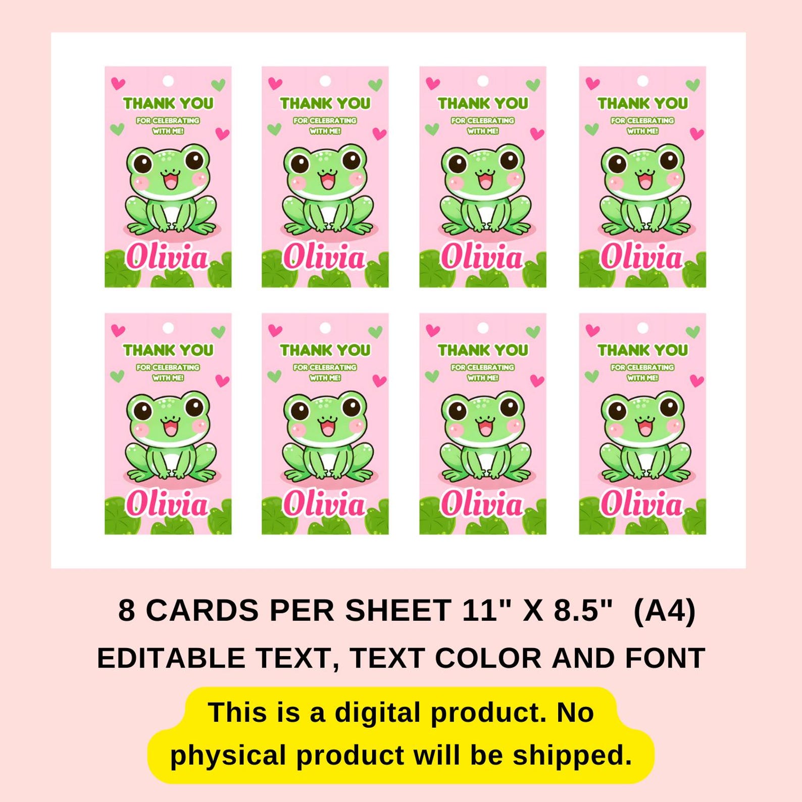Editable Frog Thank You Tag, Frog Favor Tag, Frog Birthday Decorations ...