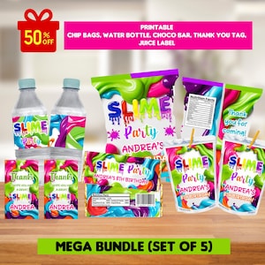 Editable Slime Party Bundle Template, Slime Party Chip Bag, Water ...