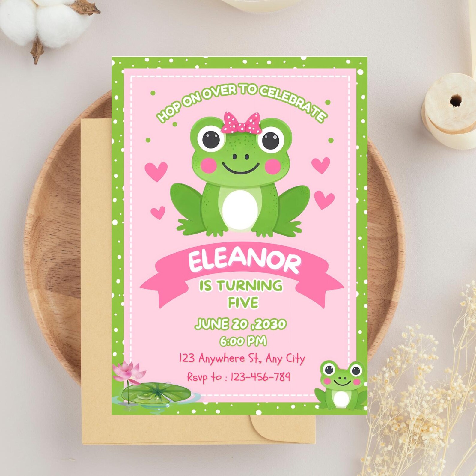 Frog Birthday Invitation, Frog Invitation, Frog Party Invitation, Cute ...
