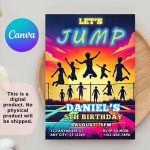 Jump Invitation, Editable Jump Birthday Invite, Trampoline Party ...