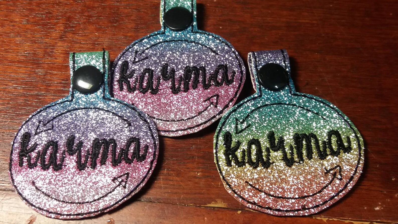 Karma Keyfob Keyring Glitter Rainbow Vinyl Karma - Etsy