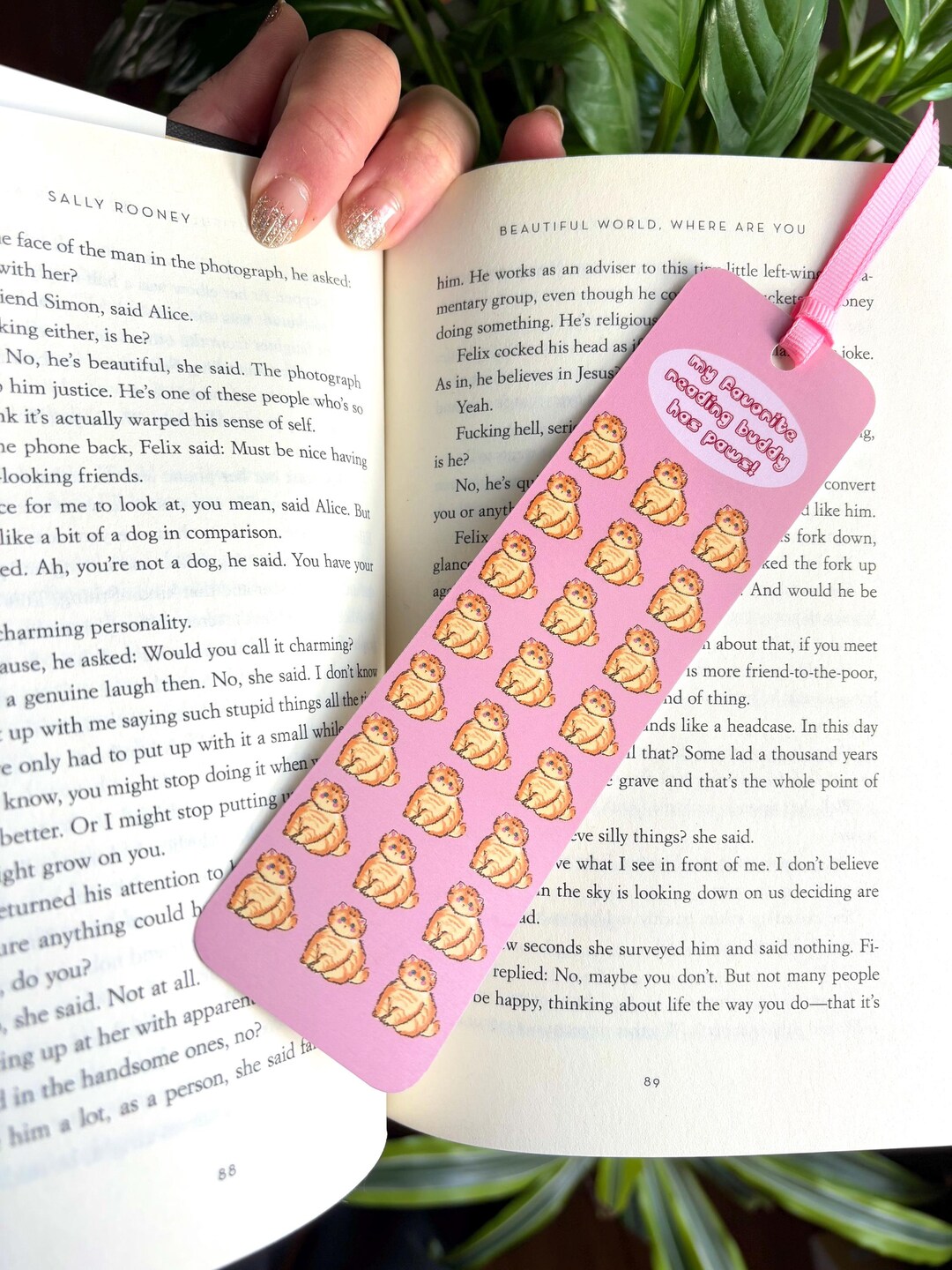My Favorite Reading Buddy Has Paws Cute Cat Bookmark pink or Blue - Etsy
