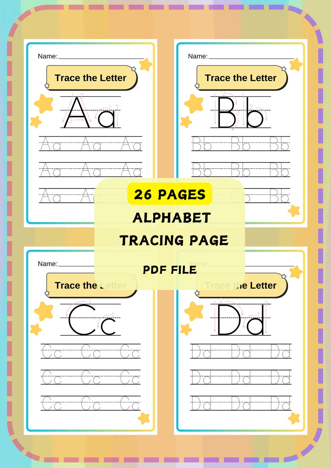 Alphabet Tracing Digital Book by Noni 26 Pages Alphabet Tracing Pdf ...