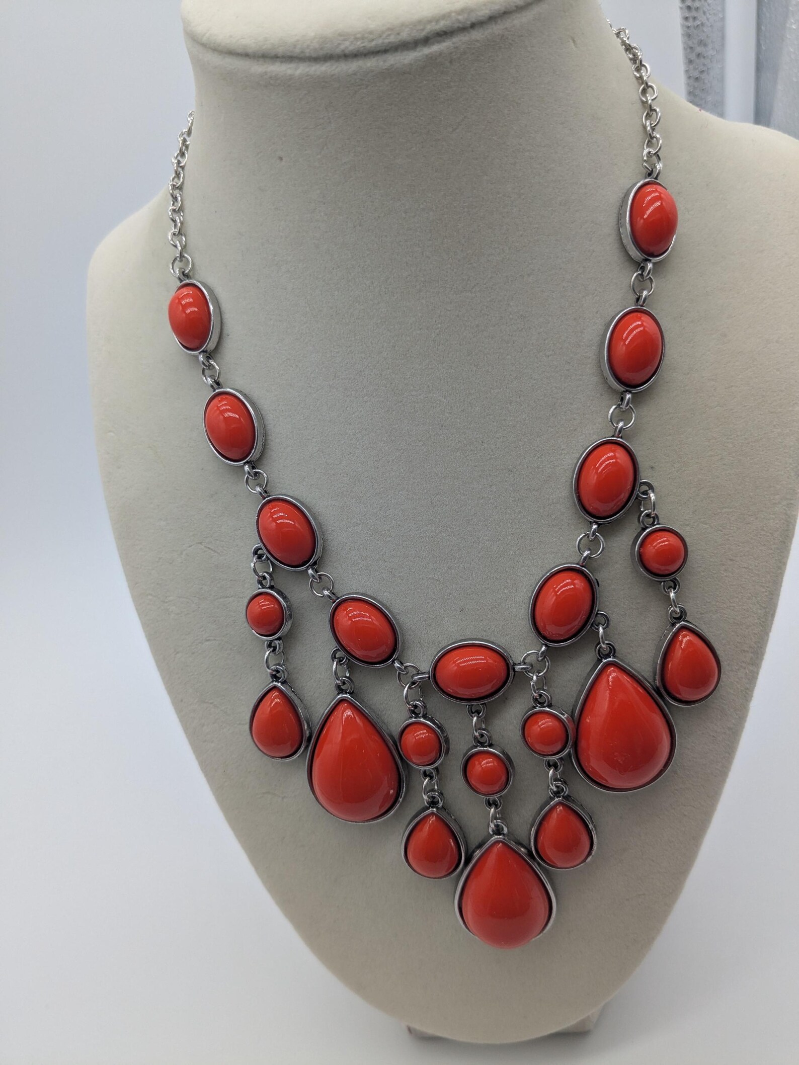 Vintage Bohemian Bright Red Bib Statement Bubble Necklace – Bold ...