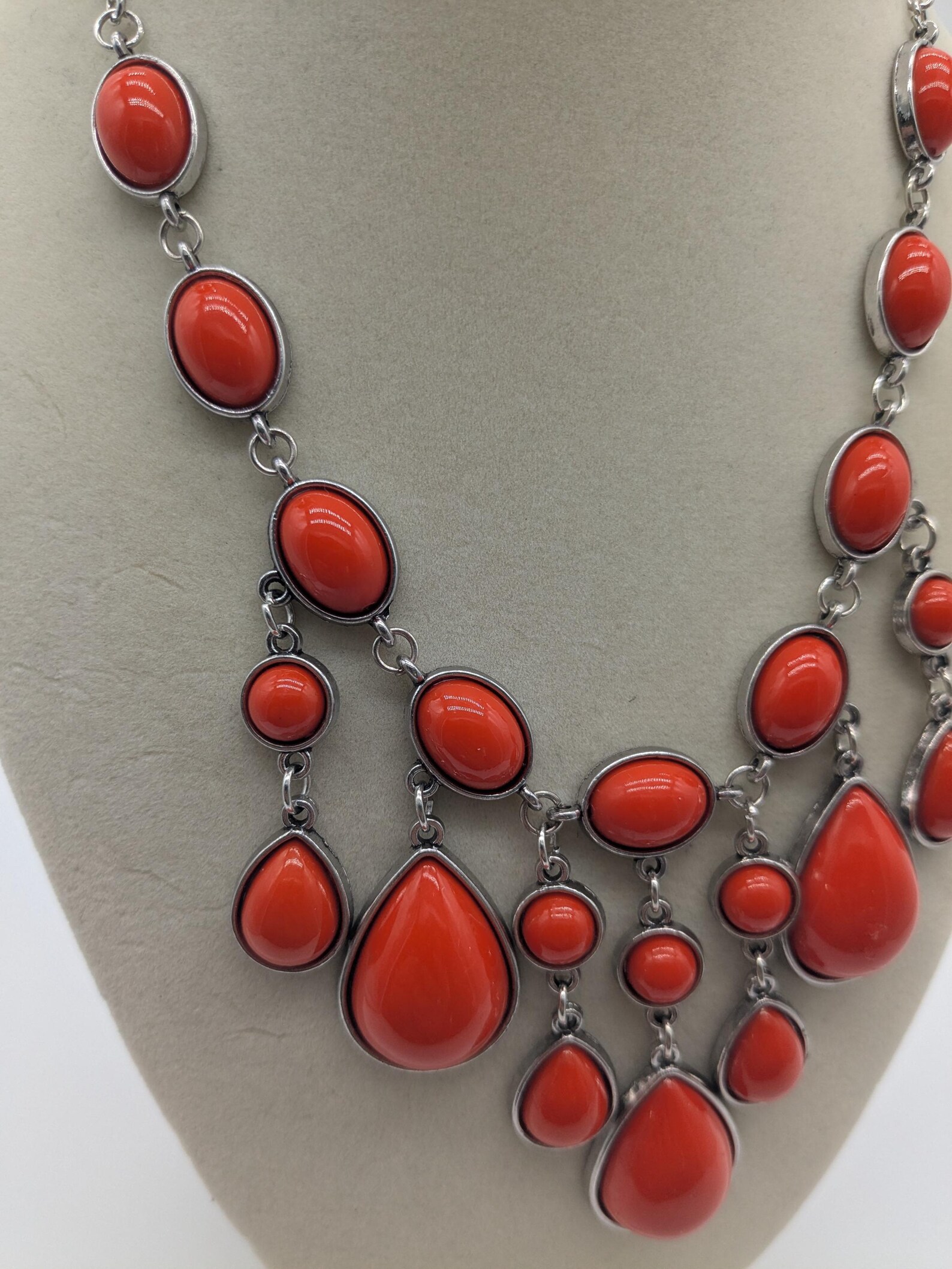 Vintage Bohemian Bright Red Bib Statement Bubble Necklace – Bold ...