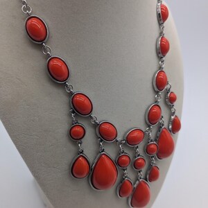 Vintage Bohemian Bright Red Bib Statement Bubble Necklace – Bold ...