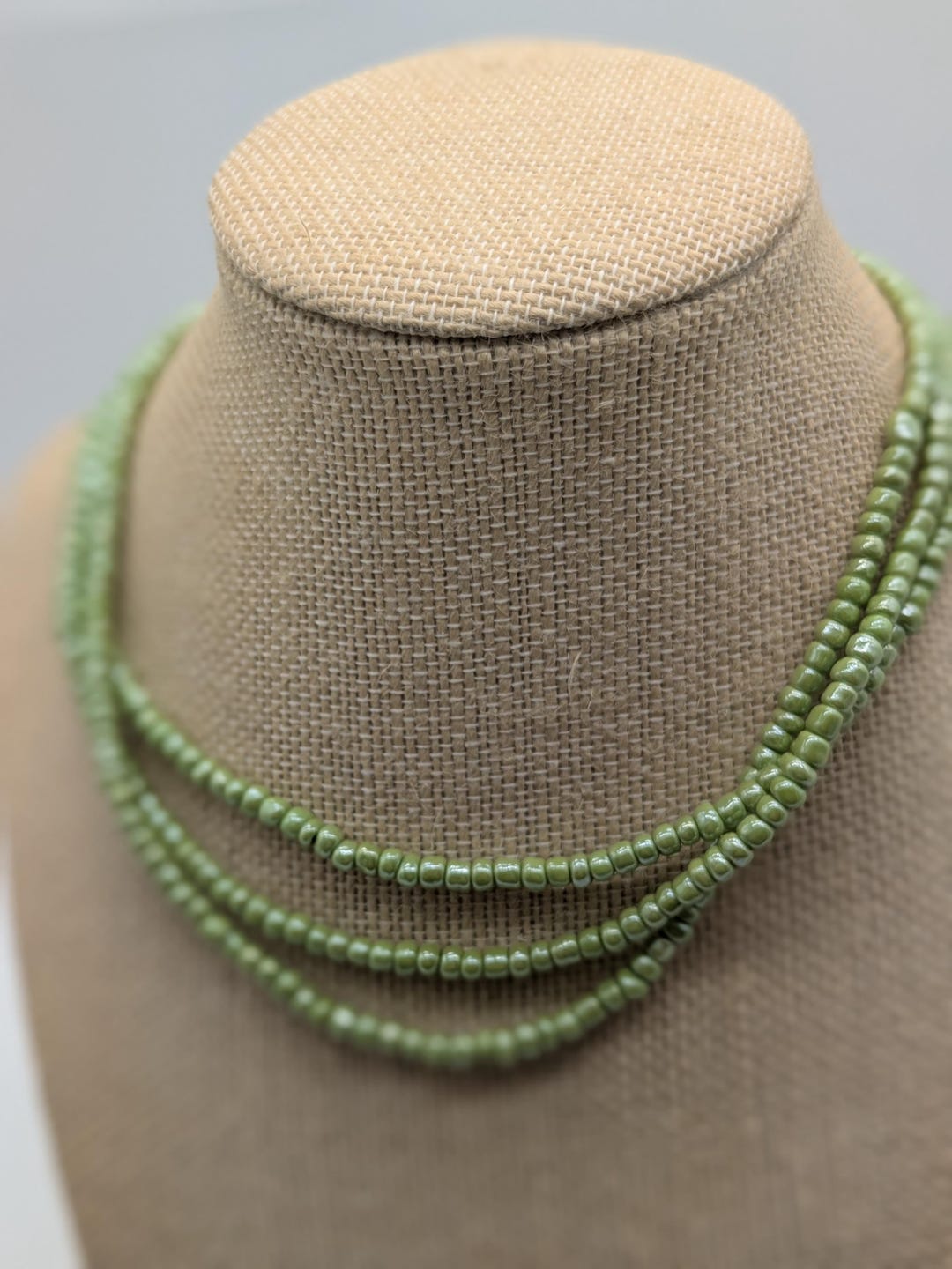 Light Green Seed Bead Necklace – Avocado Green Spring Summer Jewel - Etsy