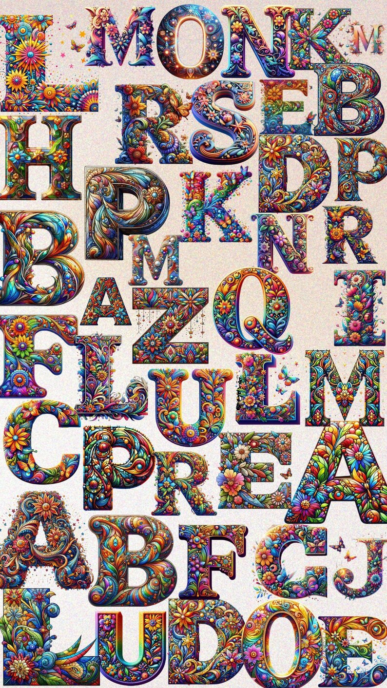 Alphabet Clipart,clipart,pattern,digital Download,transparent ...