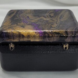 Acrylic Pour Art - 2.75 Inch Music Box in Purple, Gold and Black - Etsy