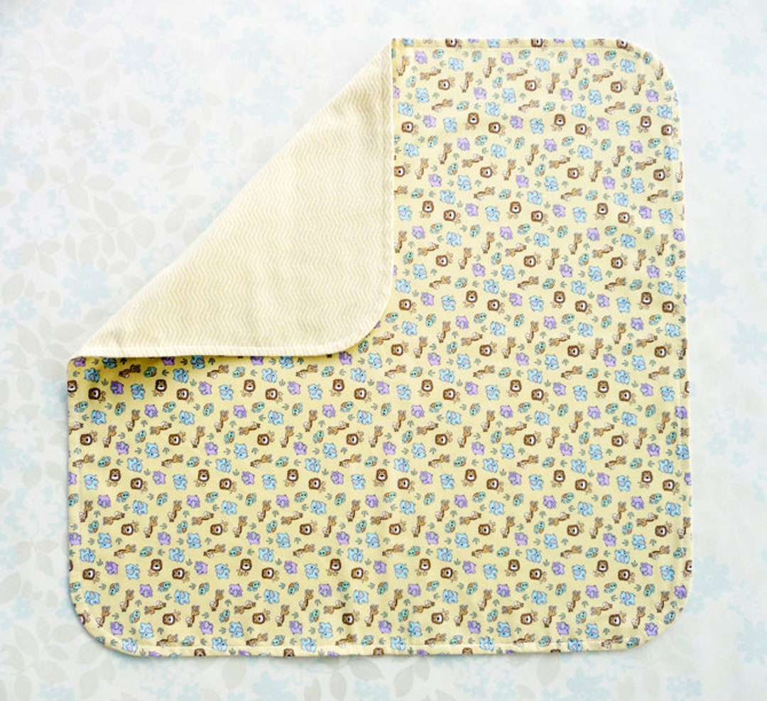 NICU PREEMIE GIFT Cotton Fabric Blanket Yellow With Tiny Animals Backed ...