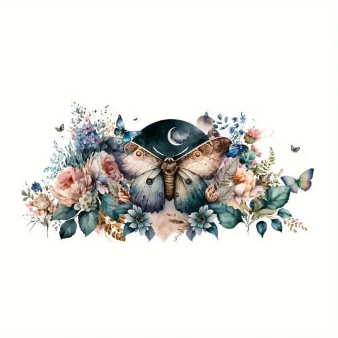 1 Pack, Uv Dtf Transfer Moth With Flowers - Etsy