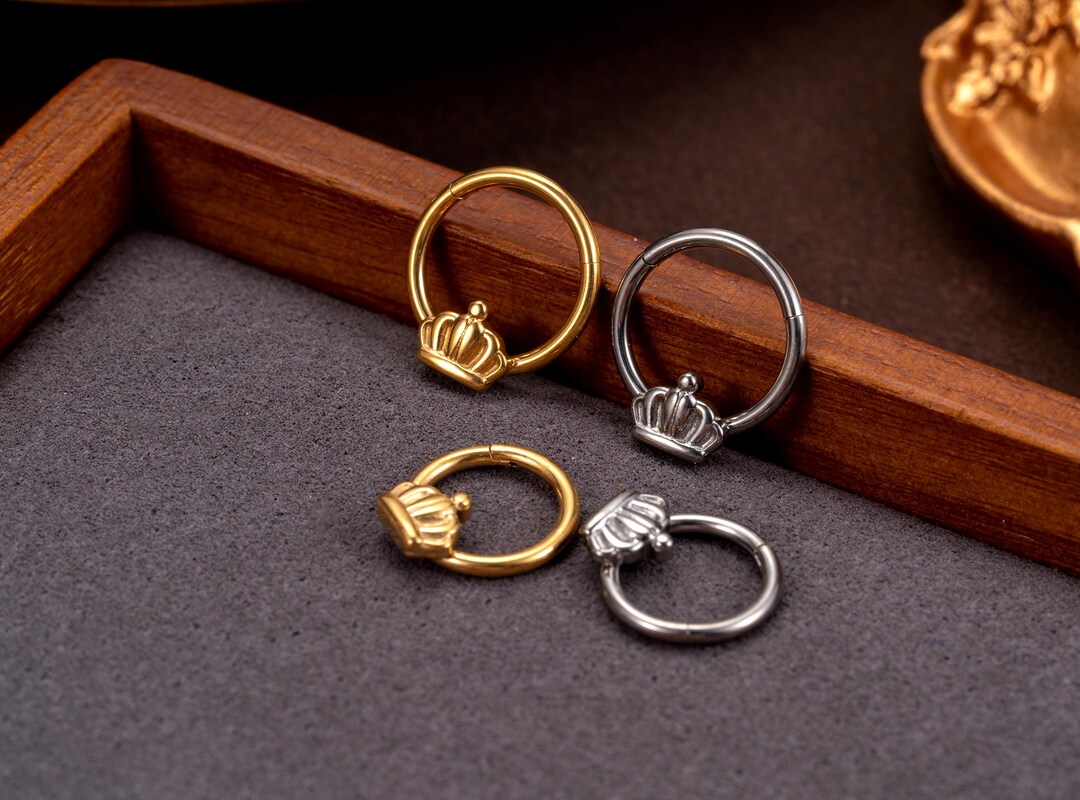 Sexy Royal Crown F-136 Titanium Septum Ring Gift for Him /hinged Septum ...