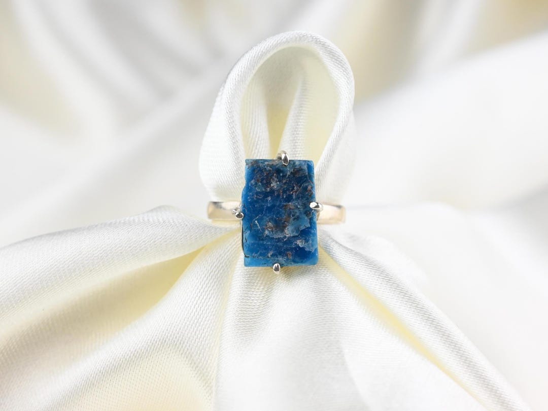 Vintage Sterling Silver Raw Apatite Ring, Size EU 52 (US 6, UK L), 925 ...