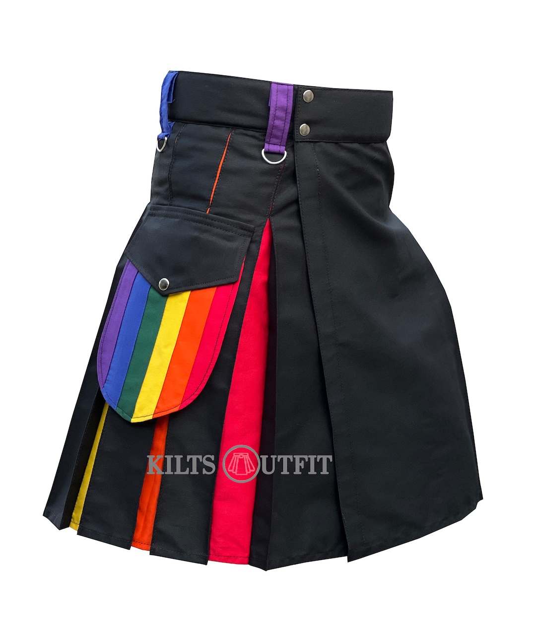 Rainbow LGBT Pride Utility Kilt Scottish Hybrid Gay Pride Kilts Sizes ...