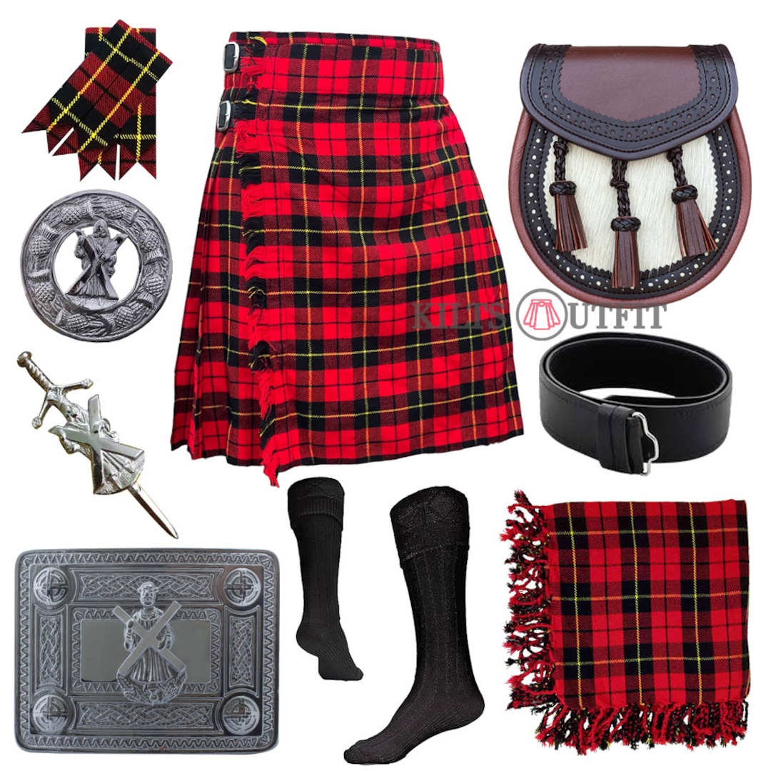 Men's Kilt Outfit Scottish Traditional Wedding Kilt Set St Andrew 9 ...