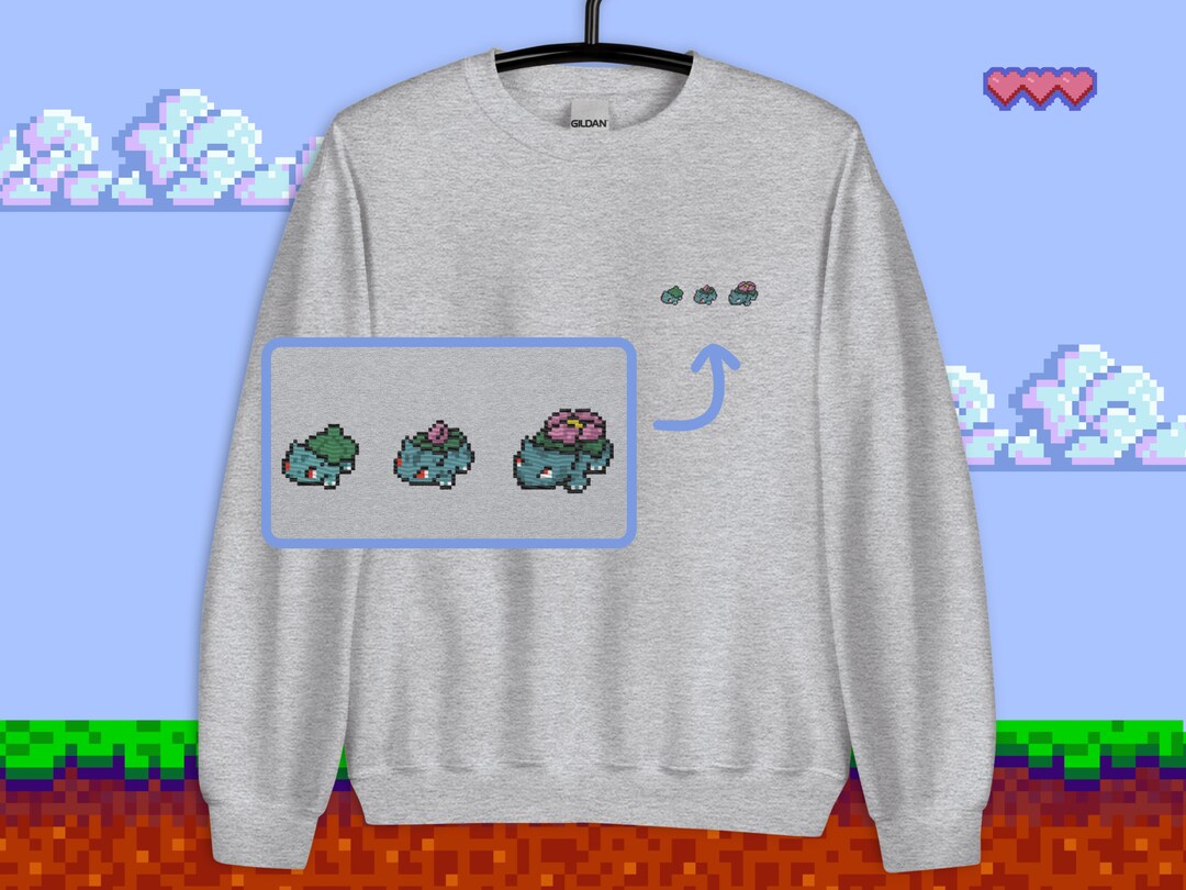 Pokemon Bulbasaur Ivysaur Venusaur Pixel Sweater embroidery - Etsy