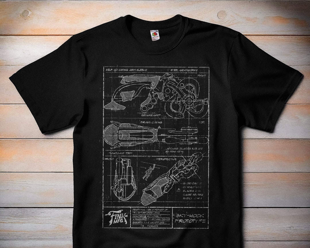 Sky Hook Blueprint - Bioshock - Classic Video Game Tshirt, Retro Gamer ...