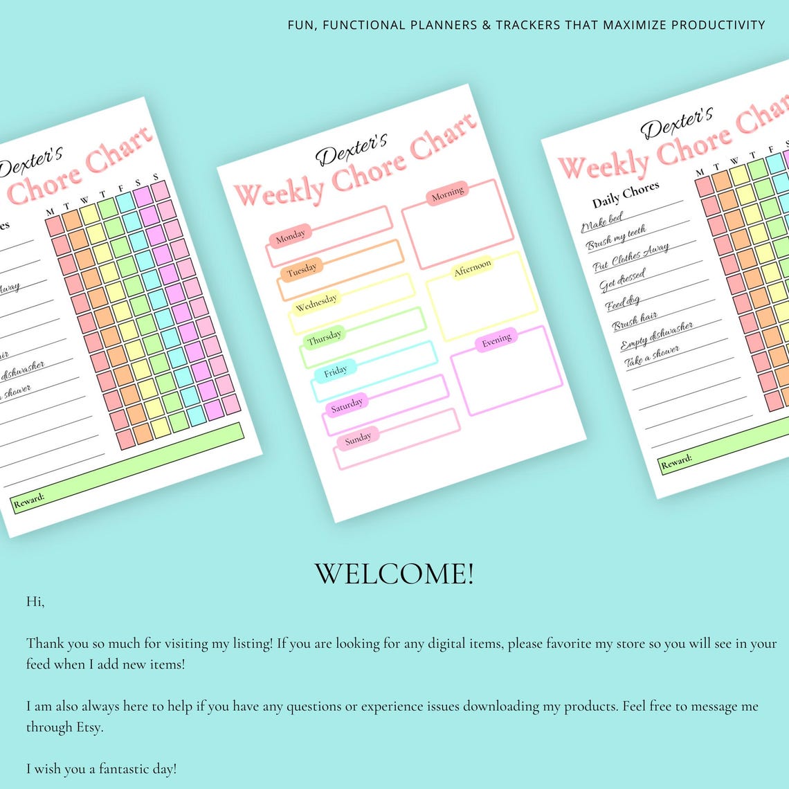 Editable Chore Chart for Kids Printable Kids Daily Weekly ...