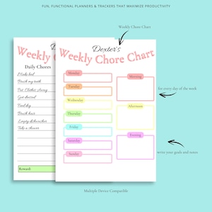Editable Chore Chart for Kids Printable Kids Daily Weekly ...