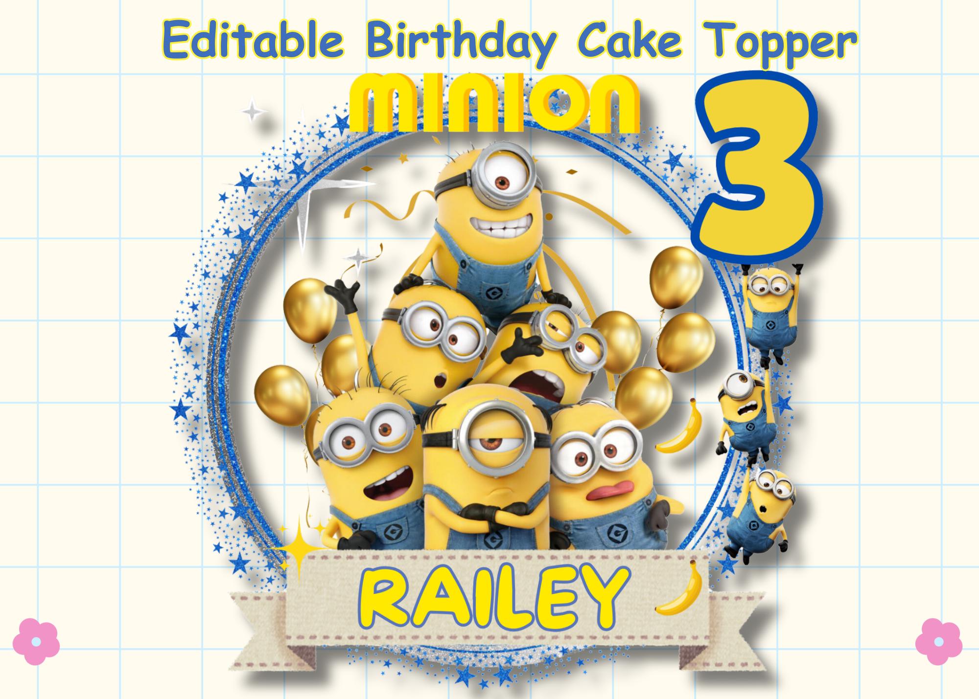 Editable Minions Cake Topper/ DIGITAL MINIONS Cake Topper/ Printable ...