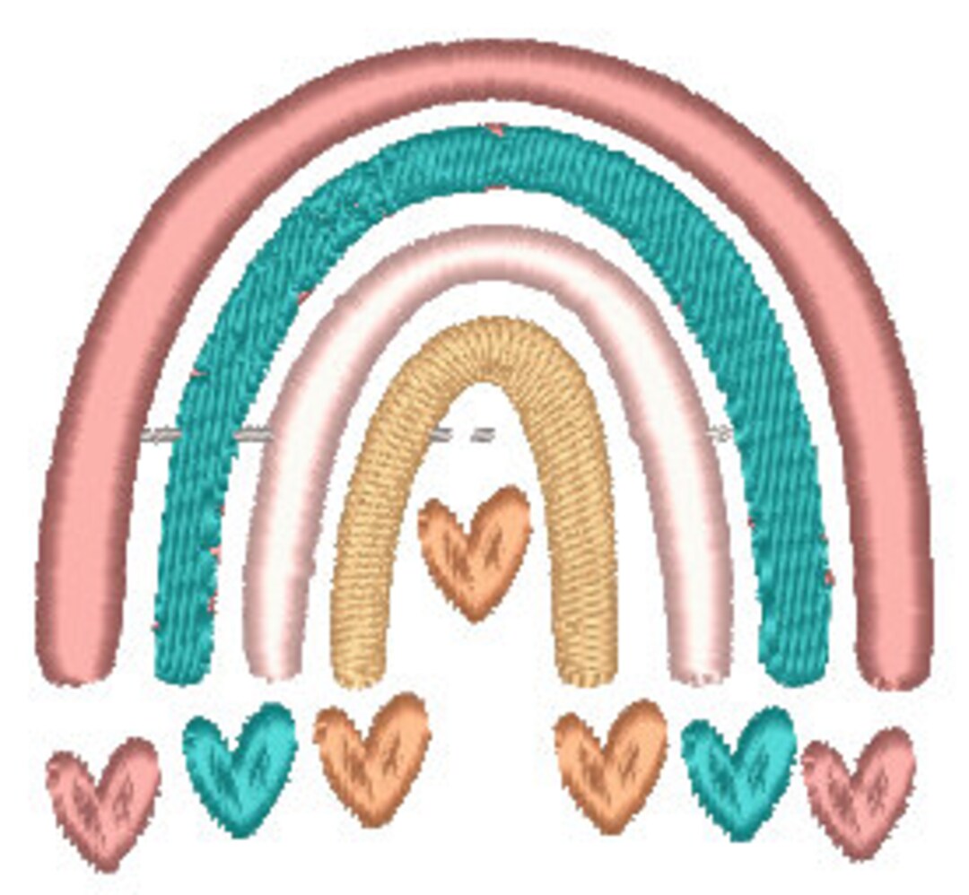 Boho Rainbow Hearts Digital Embroidery Love - Etsy