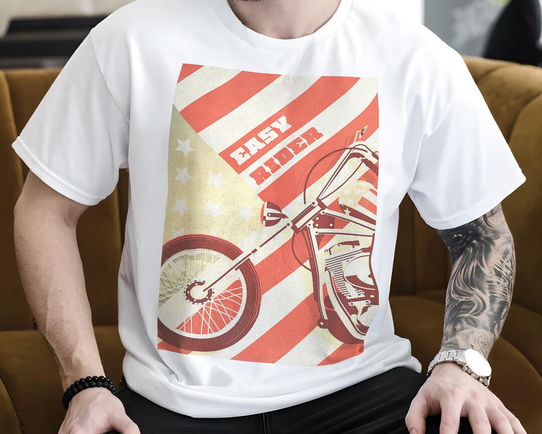 Retro Easy Rider V20 Natural T-shirt Movie Poster Retro Vintage Cotton ...