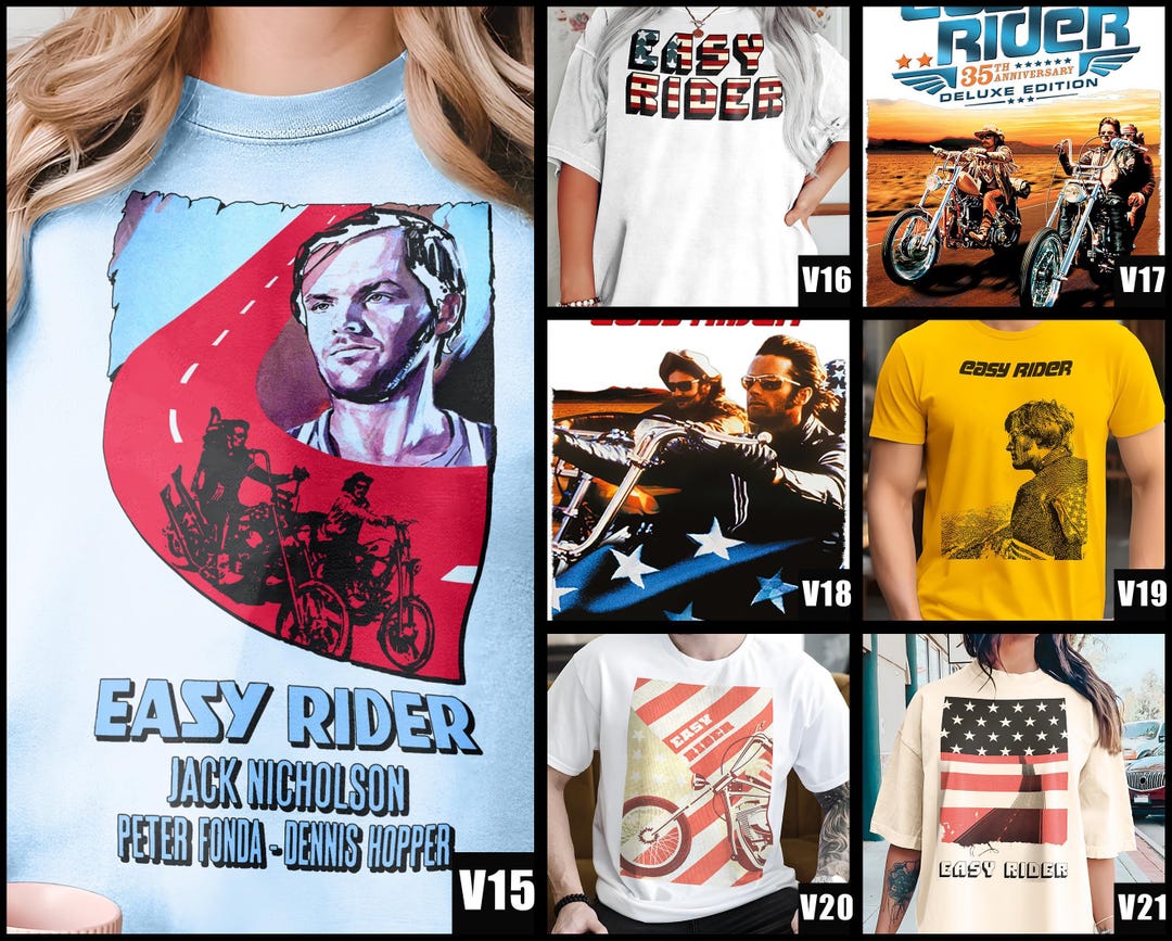 Retro Easy Rider V15-V21 Natural T-shirt Movie Poster Retro Vintage ...