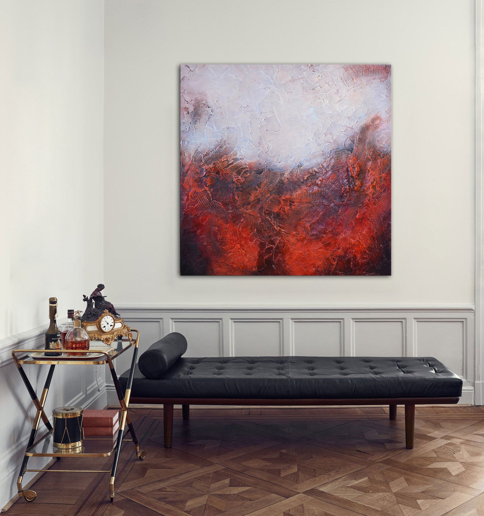 Large red Abstract Painting Textured Original Painting on | Etsy