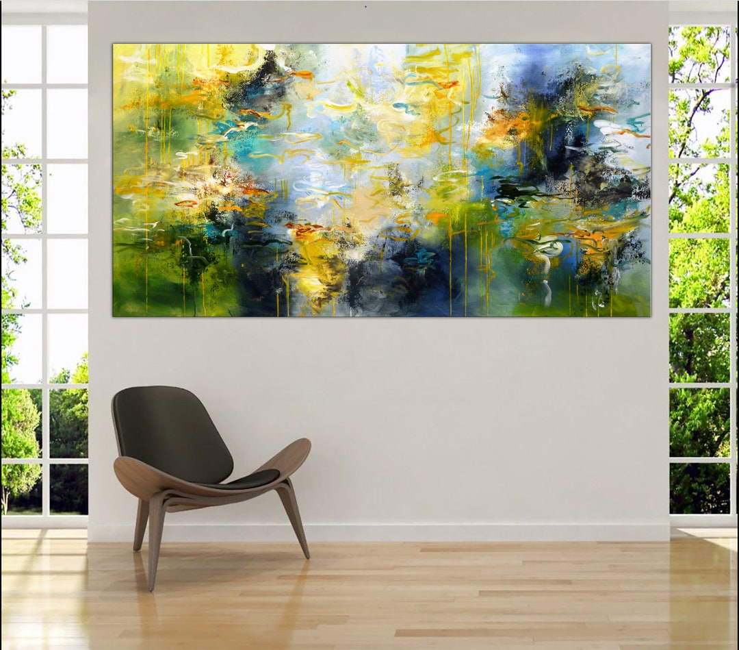 Extra Large Floral Abstract Oil Painting: Modern Wall Art (80x40) - Etsy