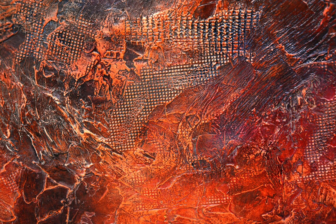 Large red Abstract Painting Textured Original Painting on | Etsy