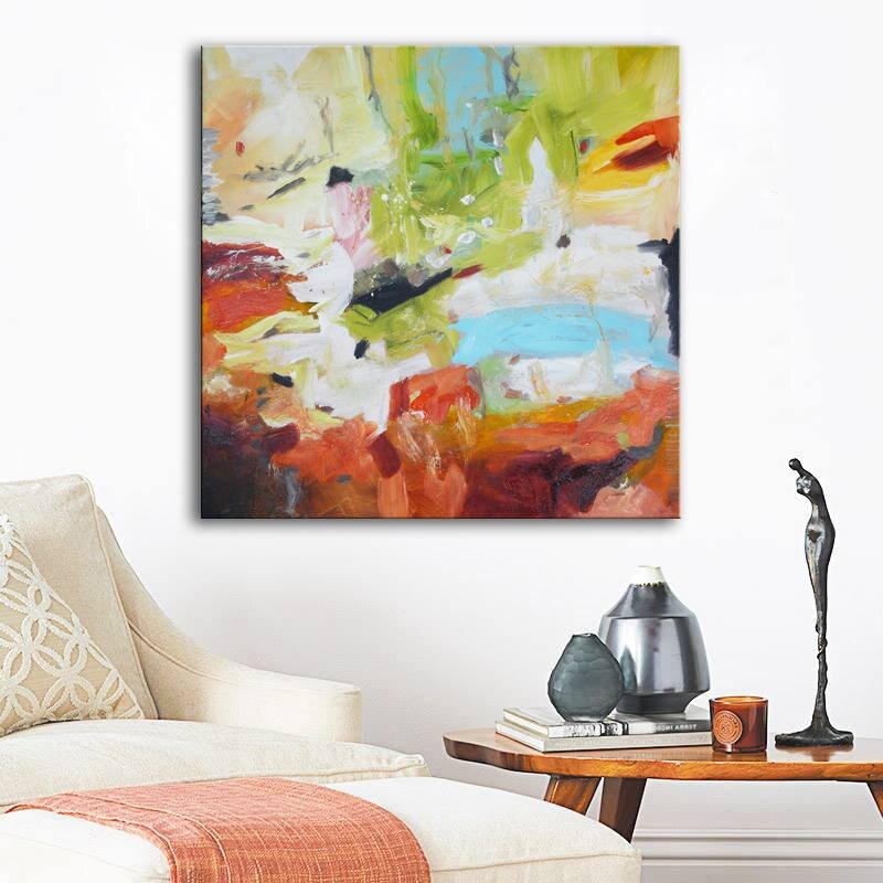 Square floral abstract art Abstract Painting on canvas | Etsy