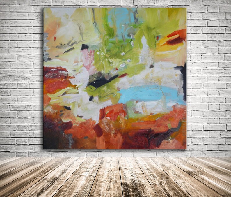 Square Floral Abstract Art Abstract Painting on Canvas - Etsy