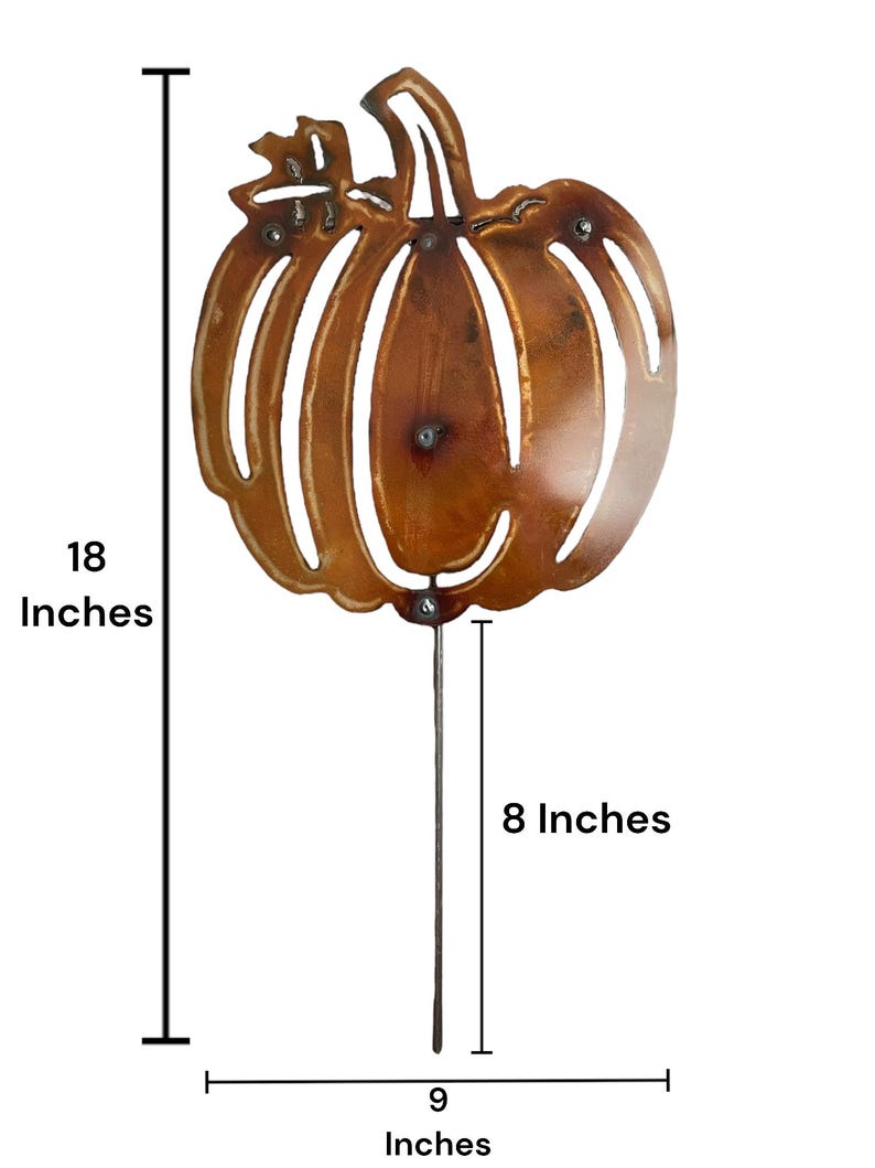 Rustic Metal Pumpkin Stake: Handmade Fall Garden Decor (10 Inches & 20 ...