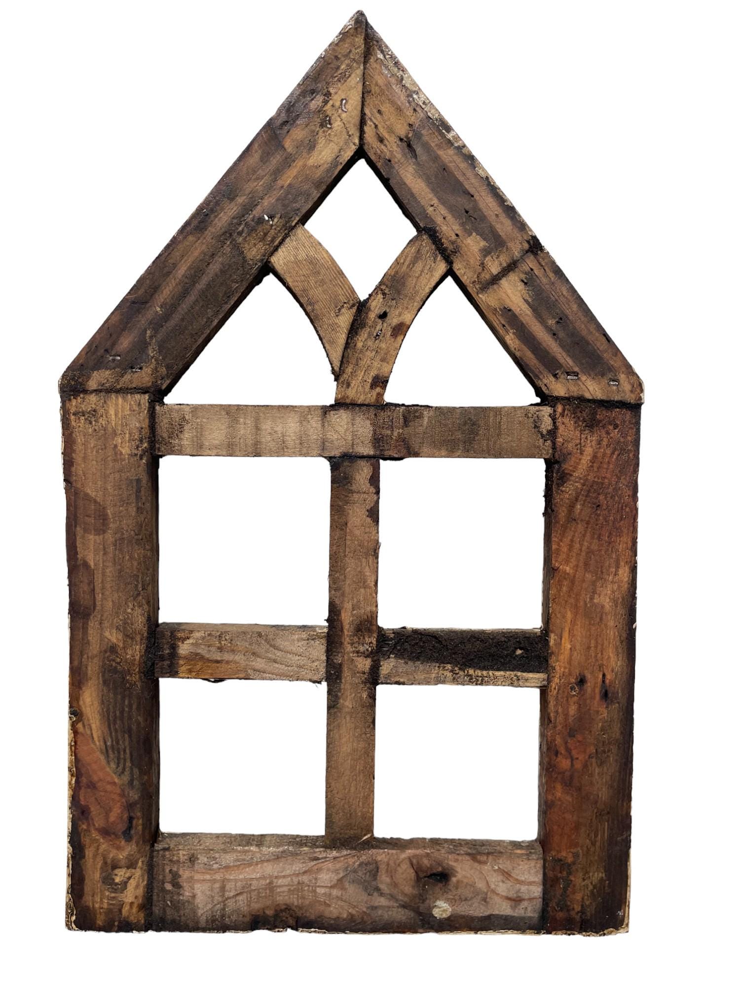 Rustic Wood Window Frame, Farmhouse, Rustic Peak-shaped Window - Etsy
